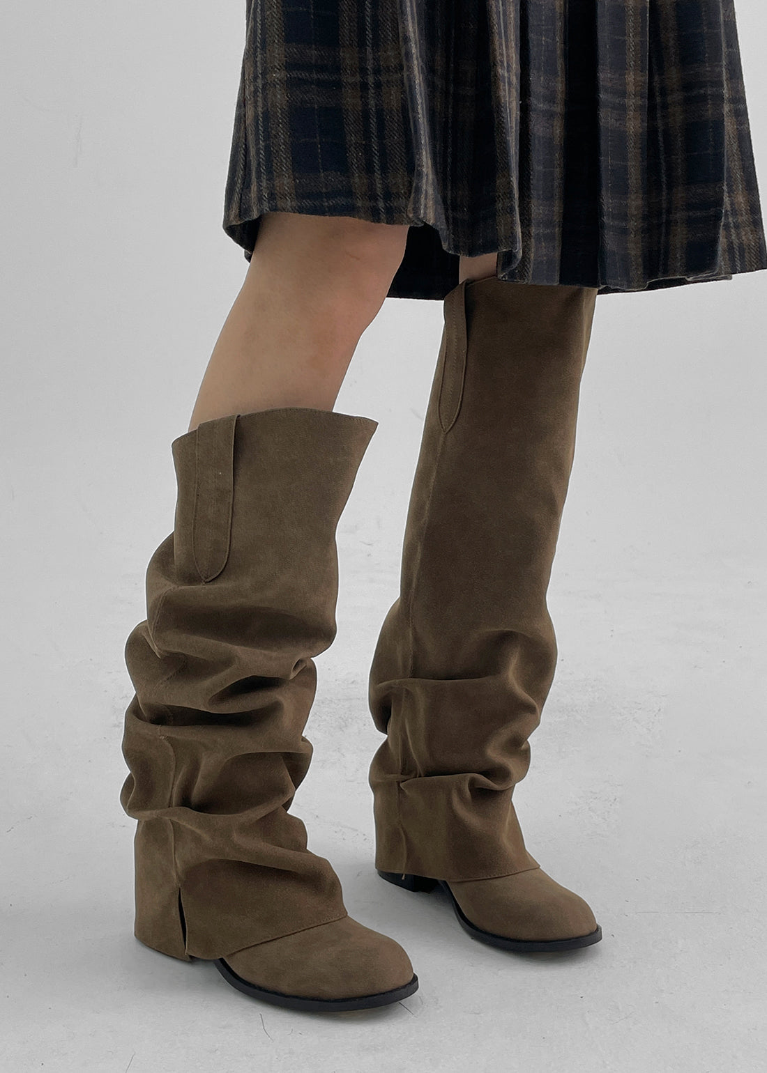 Bybang Folding Suede Long Boots – BLACKUP