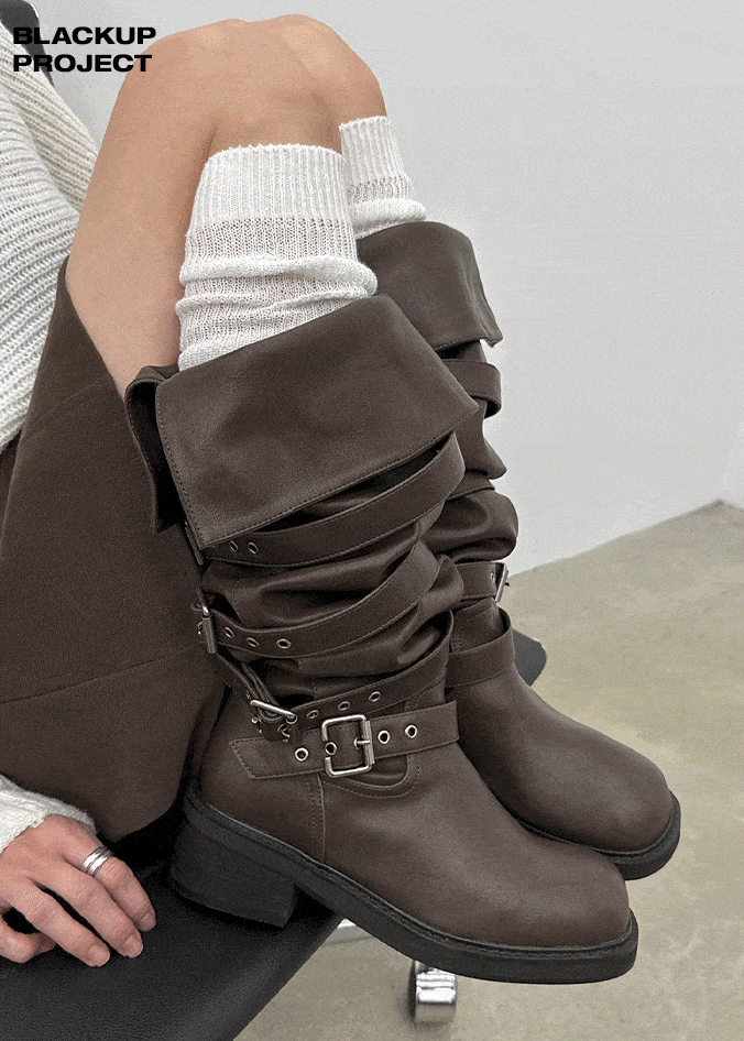 [MADE] Kozela Wrinkle Leather Long Boots – BLACKUP
