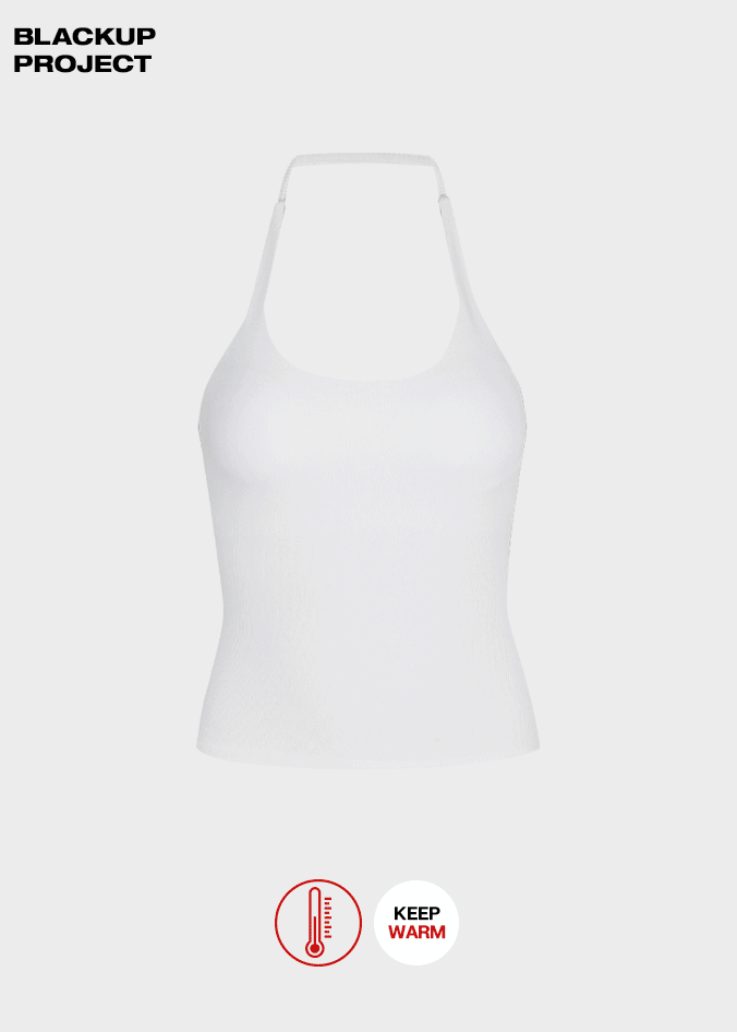 [MADE] Kit Fleece Halter Top (built-in Cap) – BLACKUP