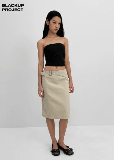 [MADE] Jedew Strap Cotton Midi Skirt – BLACKUP