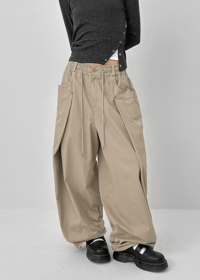 Long-nut Banding Rivet String Wide Pants – BLACKUP