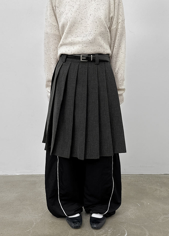 Karum Pleated Wool Midi Skirt (belt Set) – BLACKUP